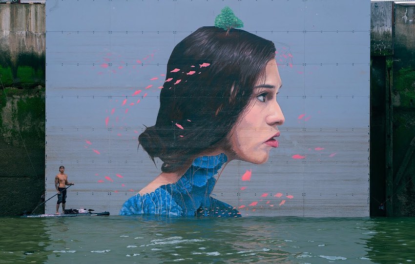 Sean Yoro Creates Impressive Murals On Places Only Accessible By Water ...